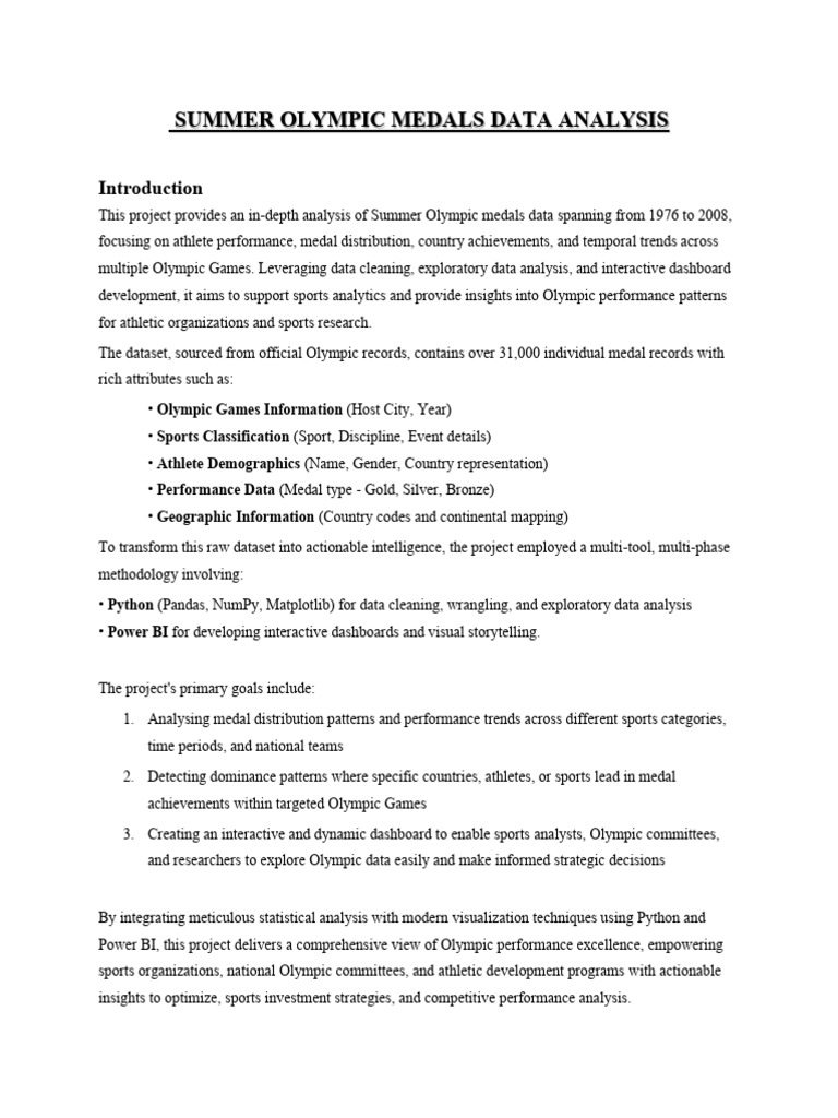 Insights from Olympic Medals Analysis | PDF | Data Analysis ...