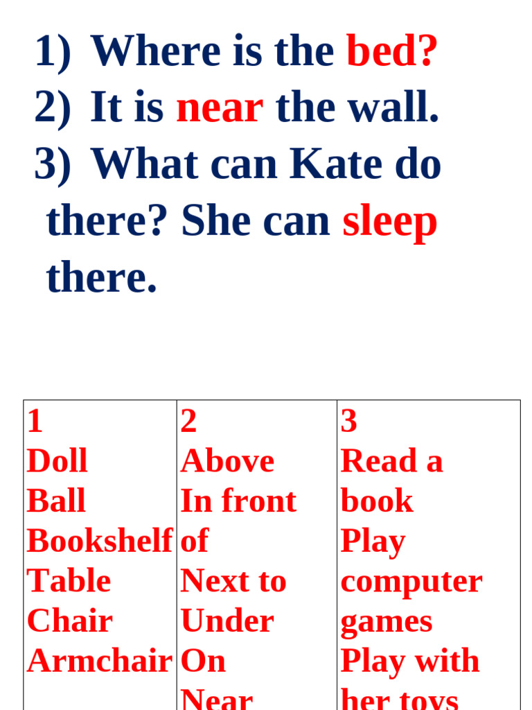 Kate's Room: Furniture & Activities | PDF