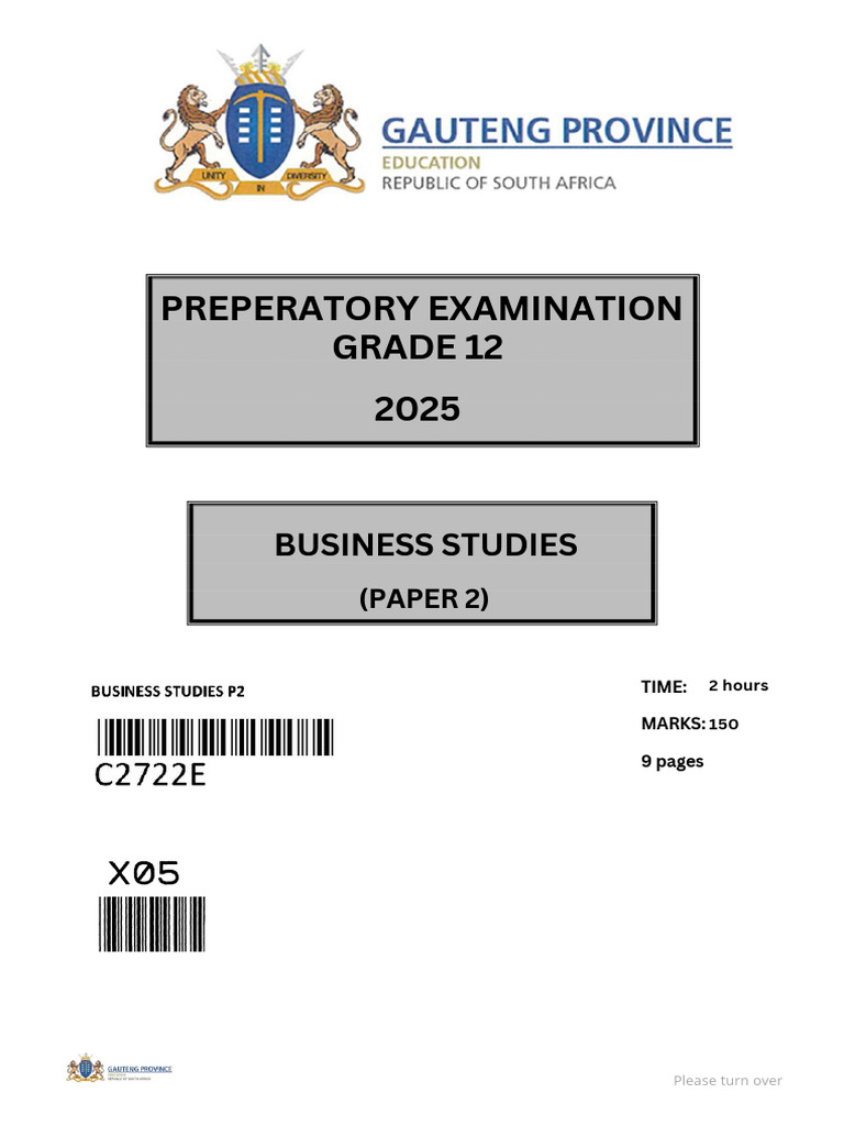 Grade 12 Business Studies Paper 2 Exam | PDF