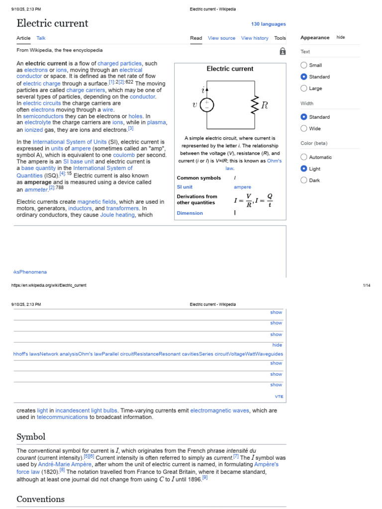 Electric Current - Wikipedia | PDF | Electric Current | Electrical ...