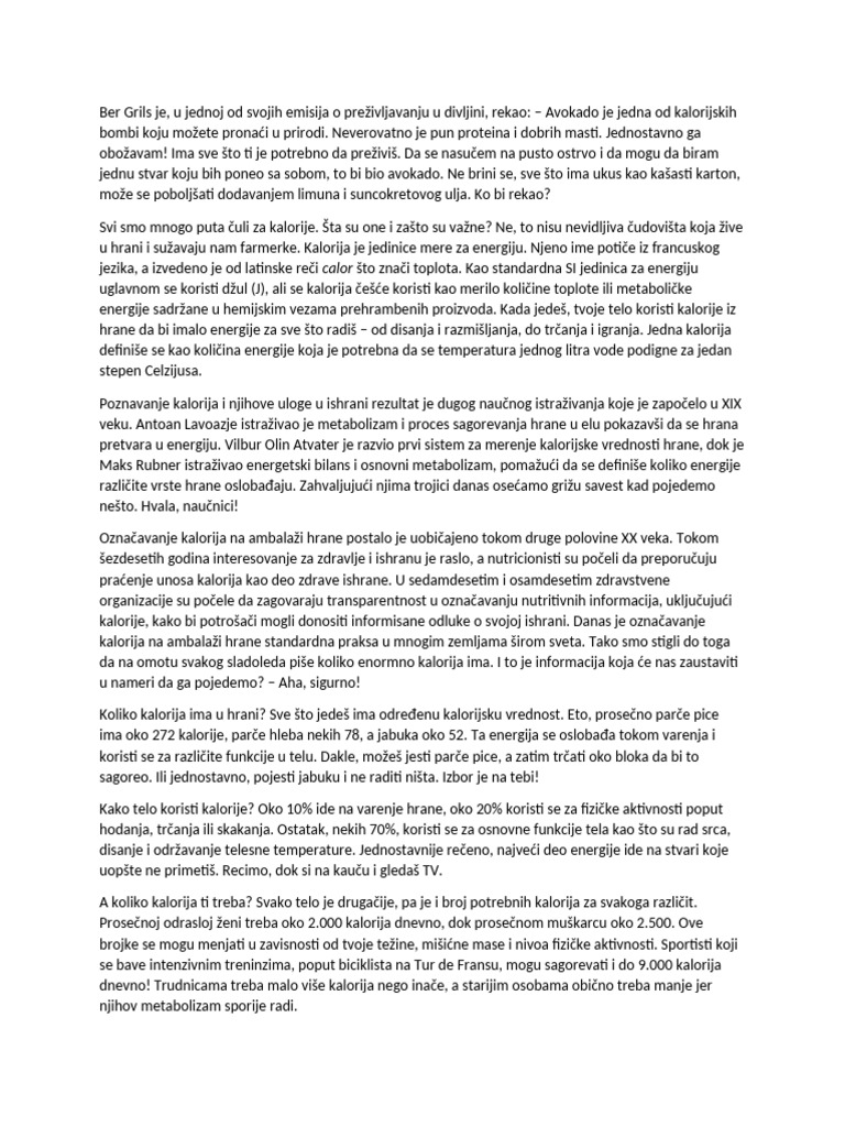 Kalorije | PDF