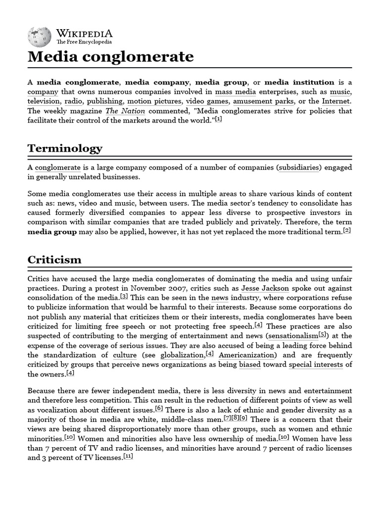 Understanding Media Conglomerates | PDF | Companies | Mass Media