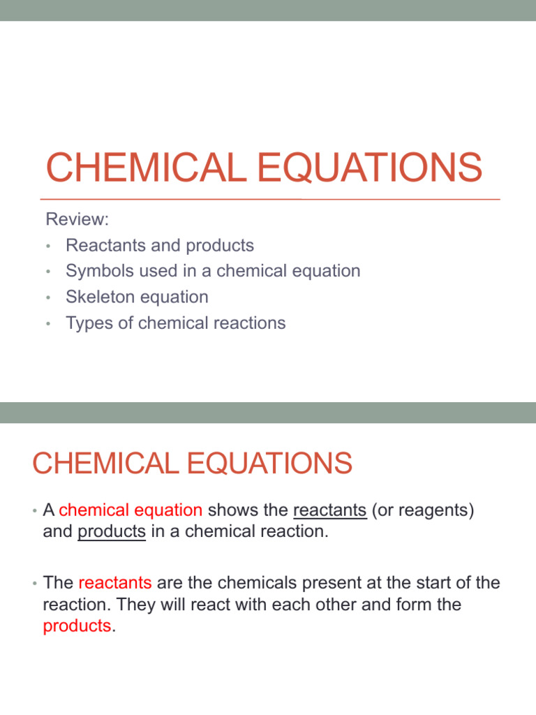 Chemical Equations (PPT) | PDF | Chemical Reactions | Chemistry