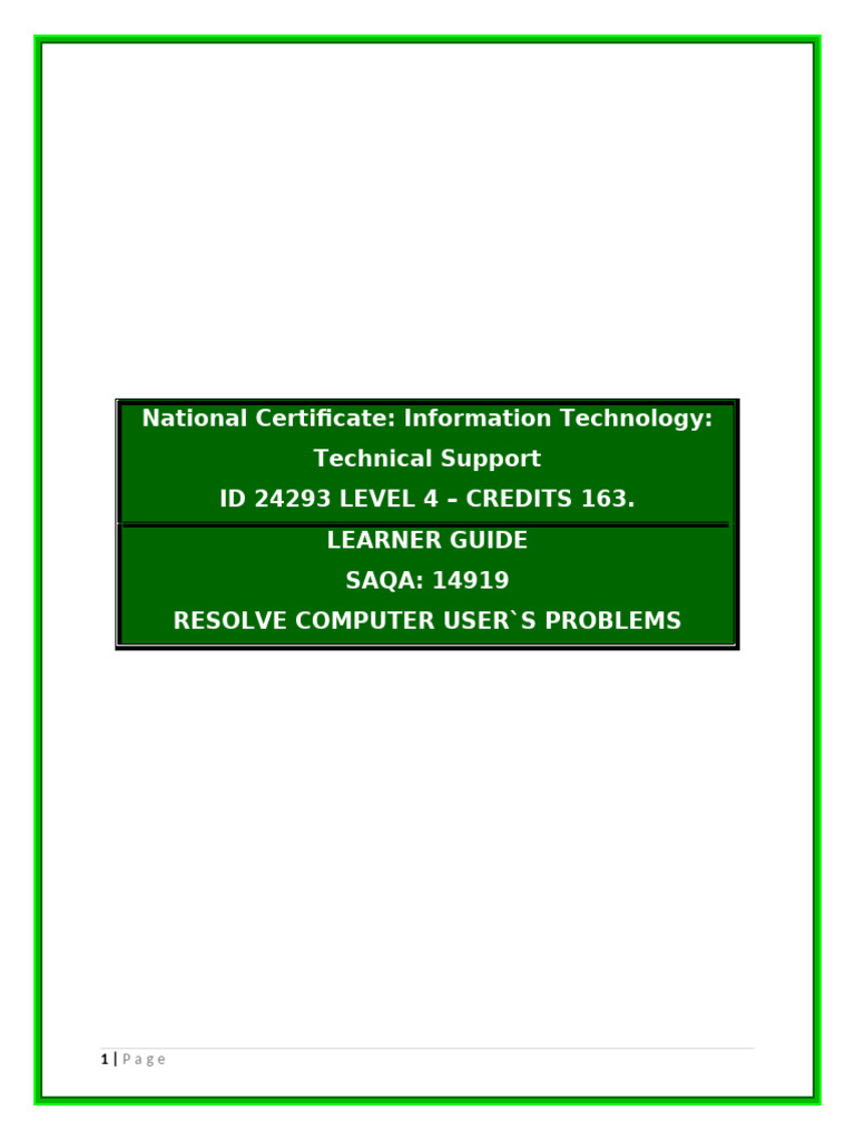 SAQA - 14919 - Learner Workbook | PDF | Computer Virus | Software