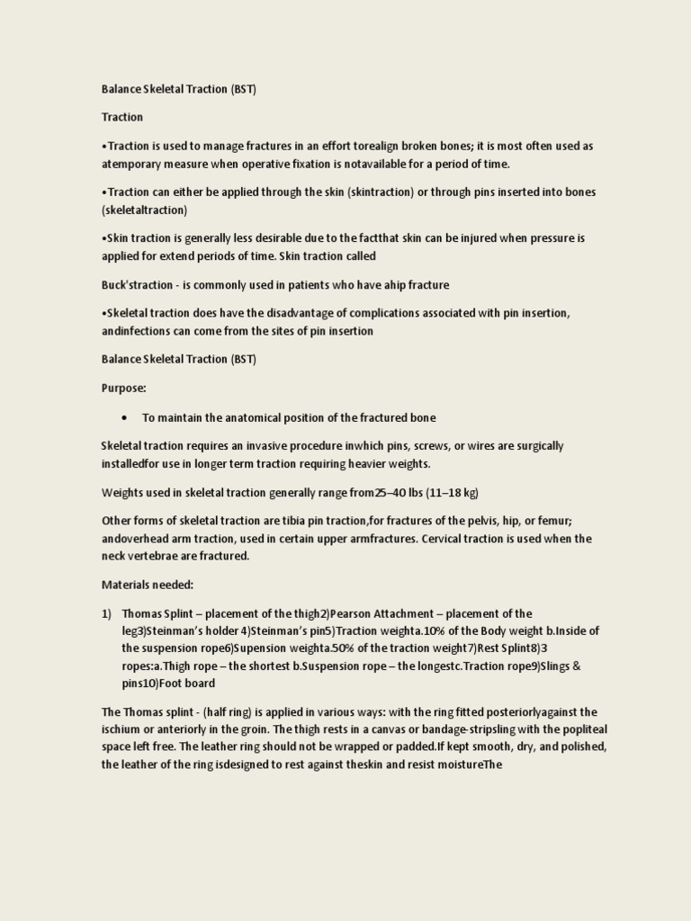 Balanced Skeletal Traction Overview | PDF | Musculoskeletal System ...