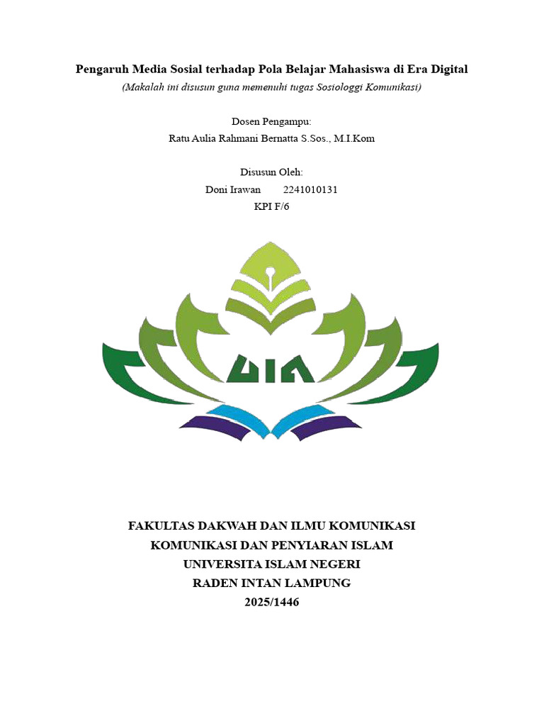 Pengaruh Media Sosial Terhadap Pola Belajar Mahasiswa Di Era Digital | PDF
