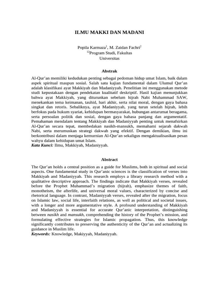 ILMU MAKKI DAN MADANI | PDF
