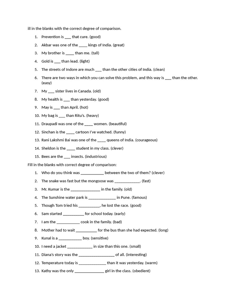 Degree of Comparison | PDF