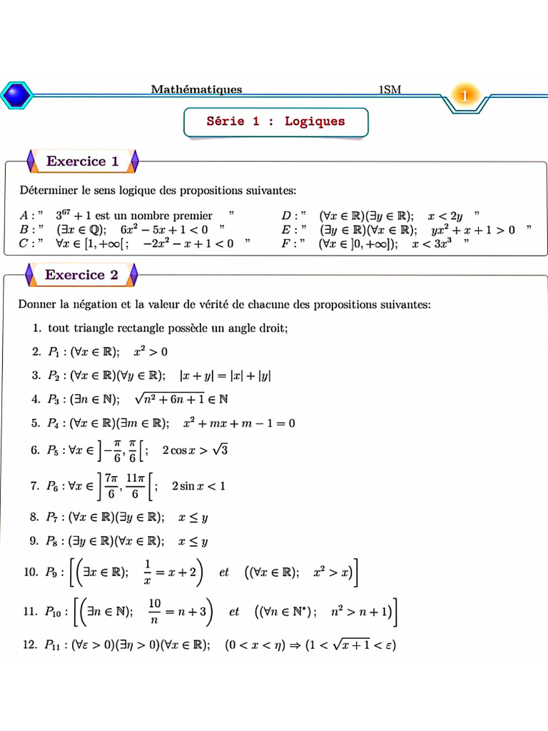 1bacsm Logique Ex1 | PDF