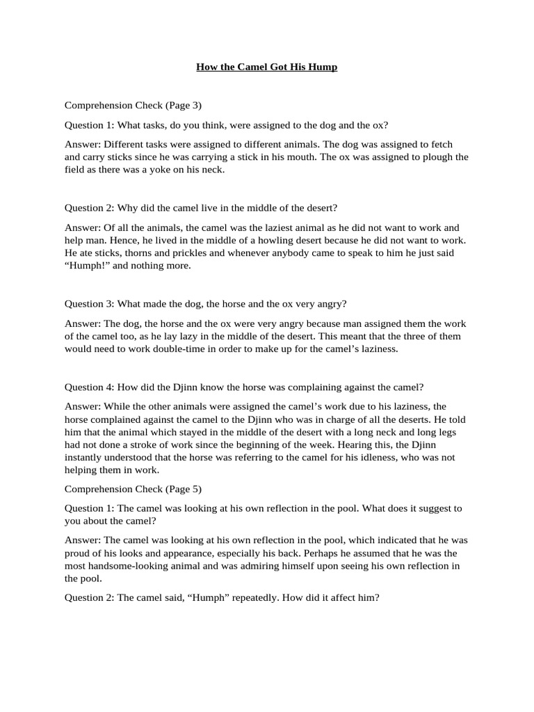 Understanding "How the Camel Got His Hump" | PDF