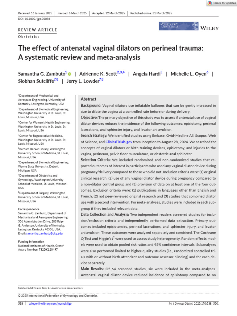 Antenatal Vaginal Dilators and Perineal Trauma | PDF