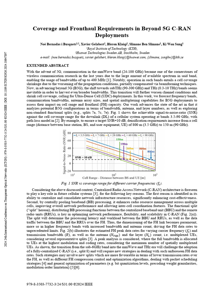 Coverage and Fronthaul Requirements in Beyond 5G C-RAN Deployments ...
