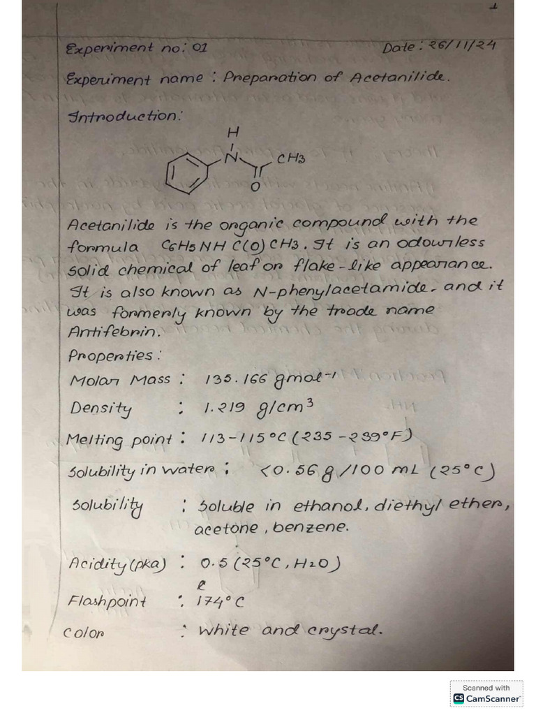 Exp-2 (Preparation of Acetanilide) | PDF