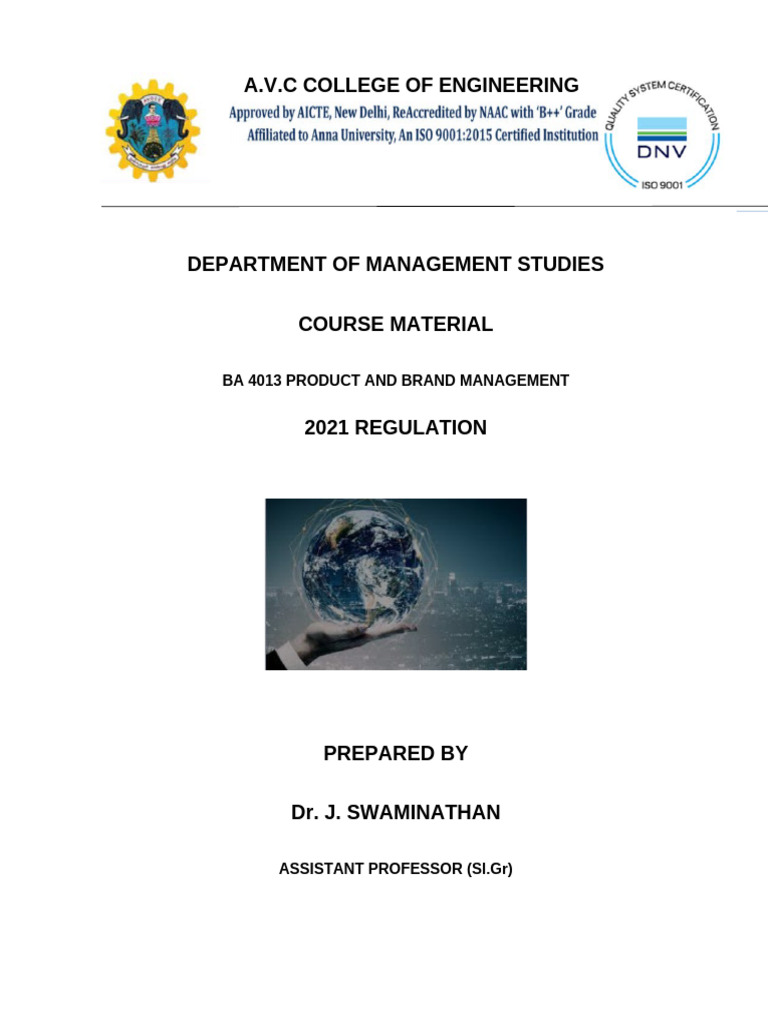 Product and Brand Management Course Material | PDF | Product Lifecycle ...
