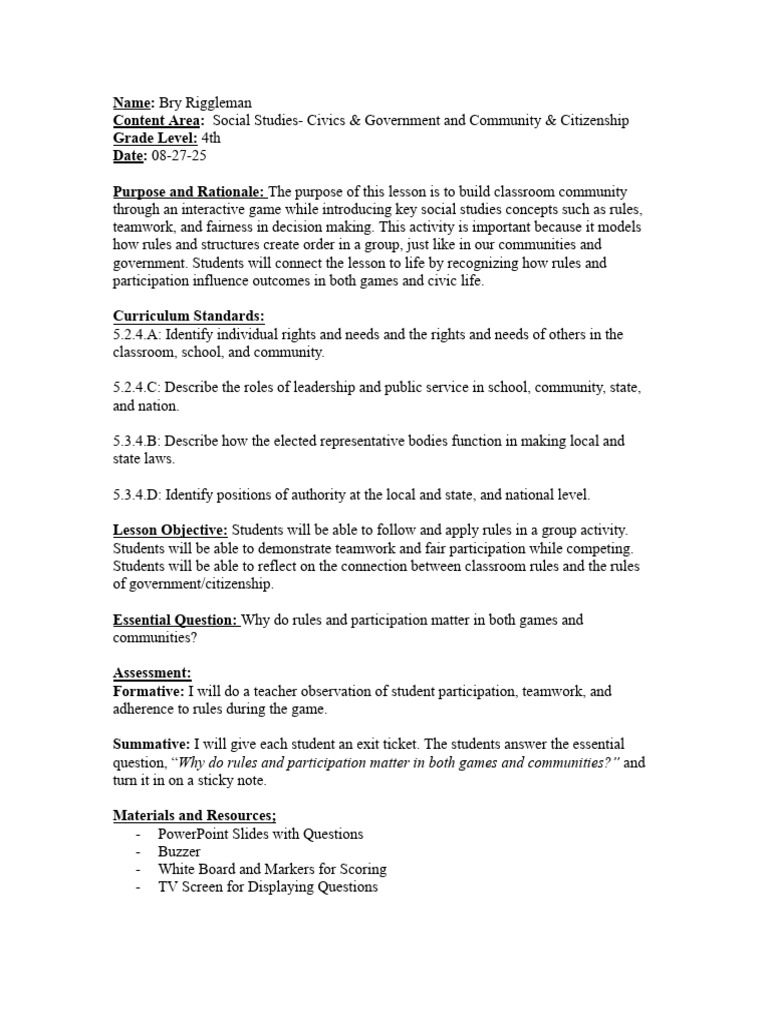 SS Lesson Plan Introduction Lesson | PDF | Learning | Cognition
