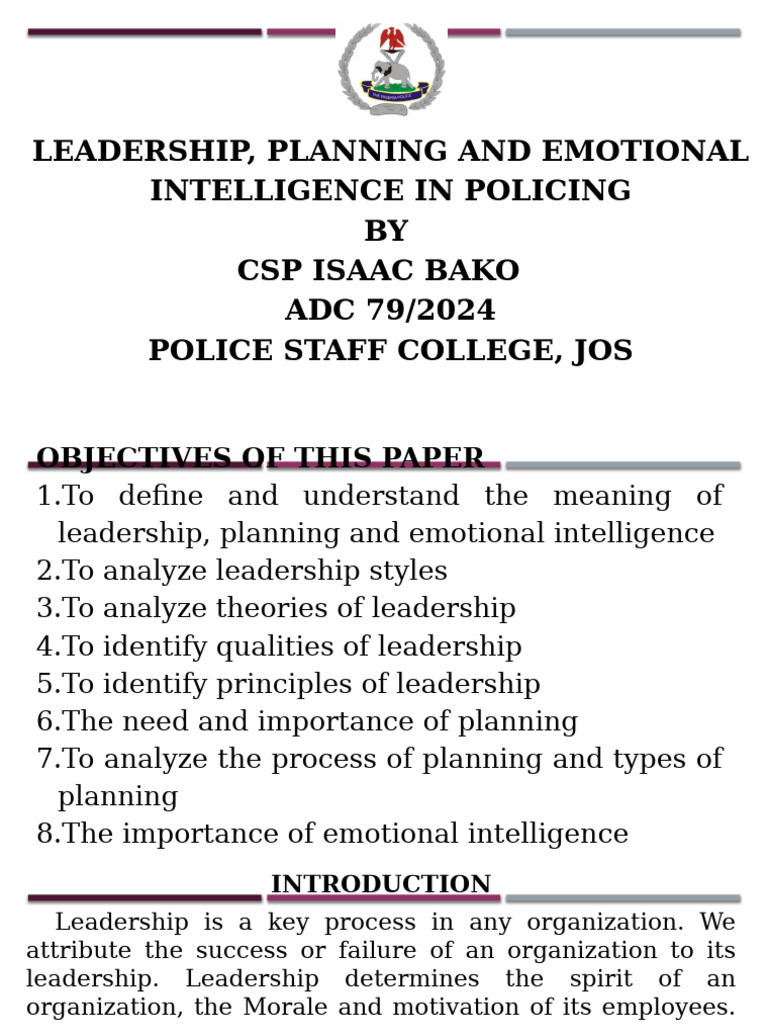 Leadership and Emotional Intelligence in Policing | PDF | Leadership ...
