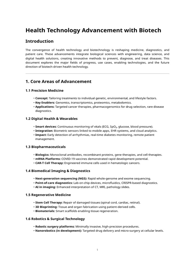 Health Technology & Biotech Advancements | PDF | Personalized Medicine ...