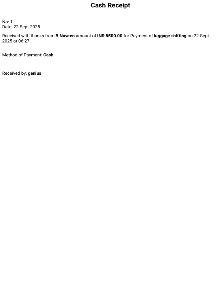 Cash Receipt Generator Print Test | PDF