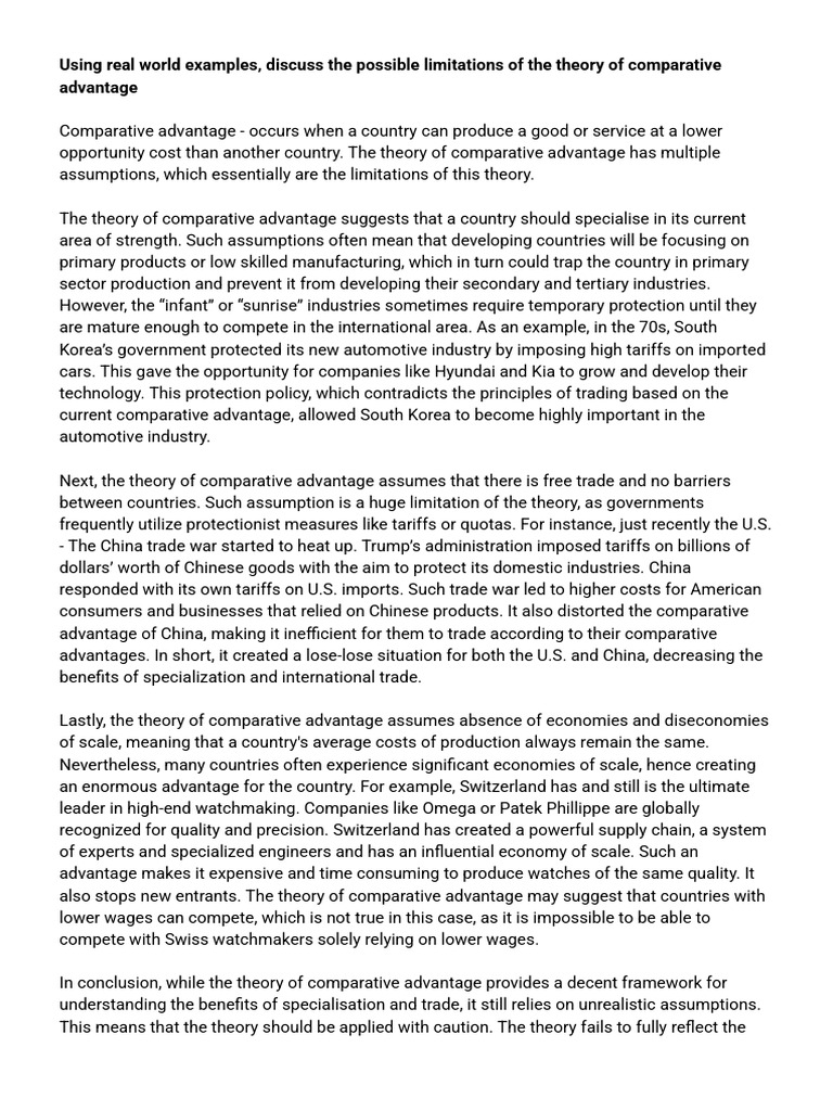 Economics Comparative Advantage | PDF | Tariff | Protectionism