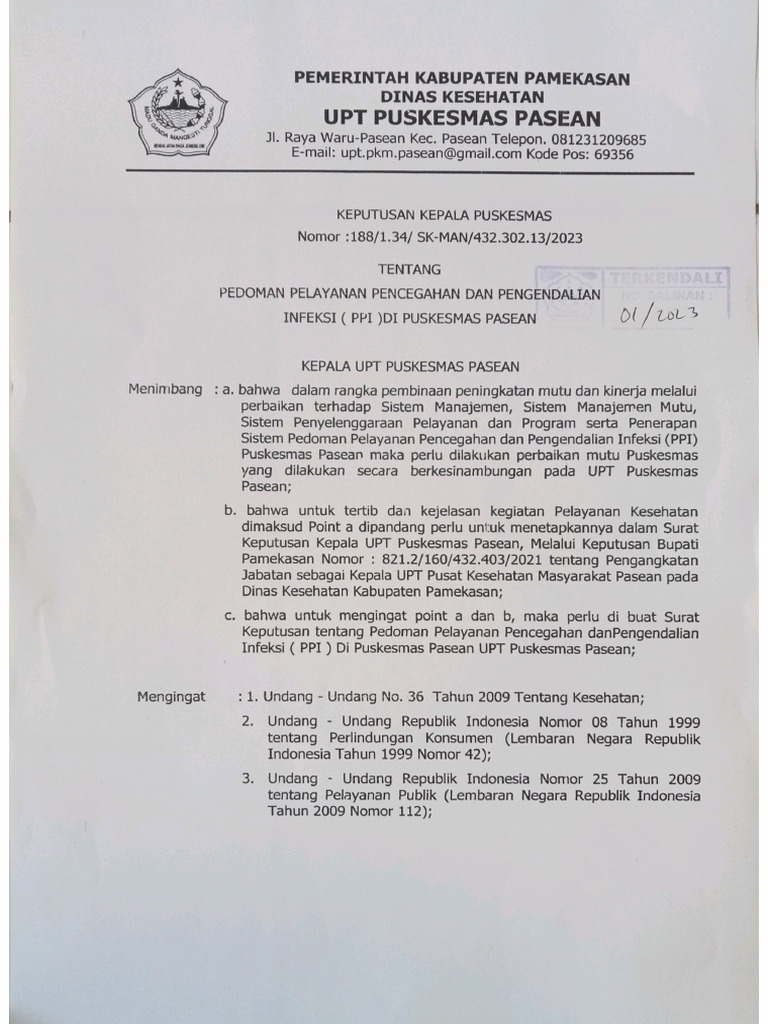 SK Pedoman Pelayanan Ppi | PDF