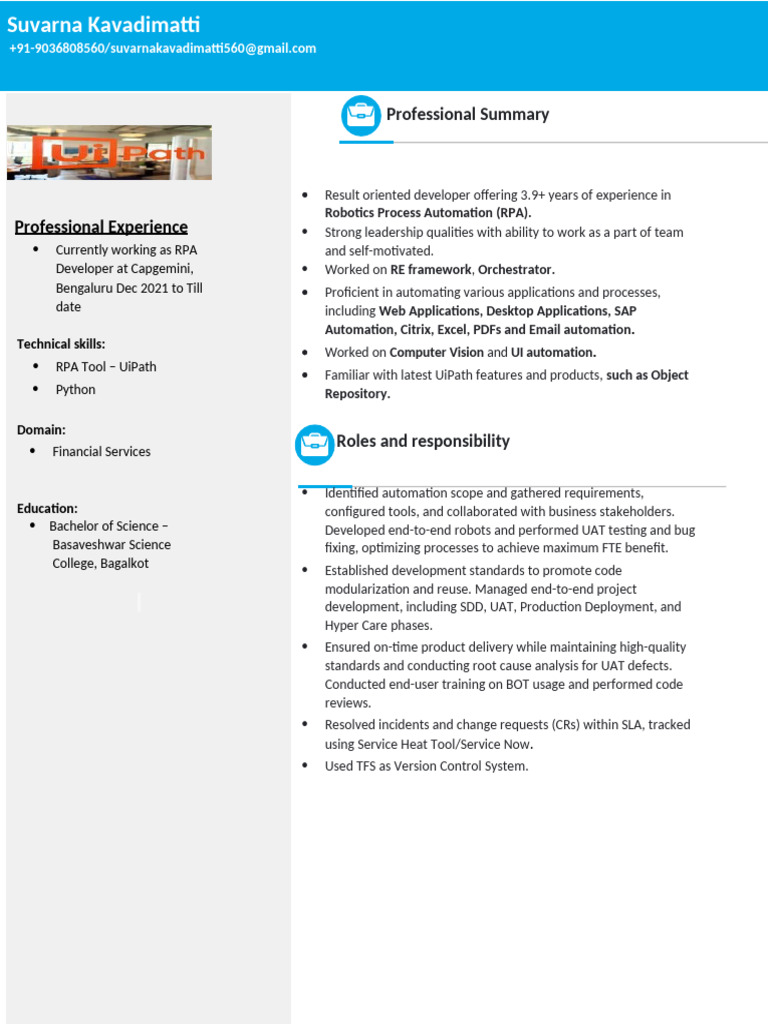 Suvarna K UiPath New | PDF | Automation | Information Technology