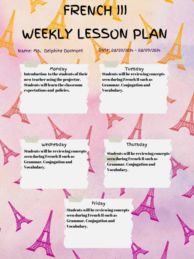 French III - Weekly Lesson Plan | PDF