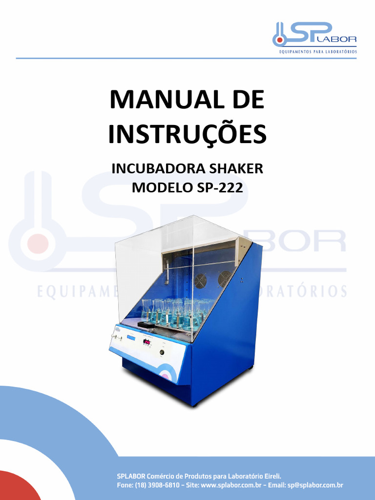 Manual Incubadora Shaker SP-222 SPLABOR | PDF | Cronômetro | Tempo