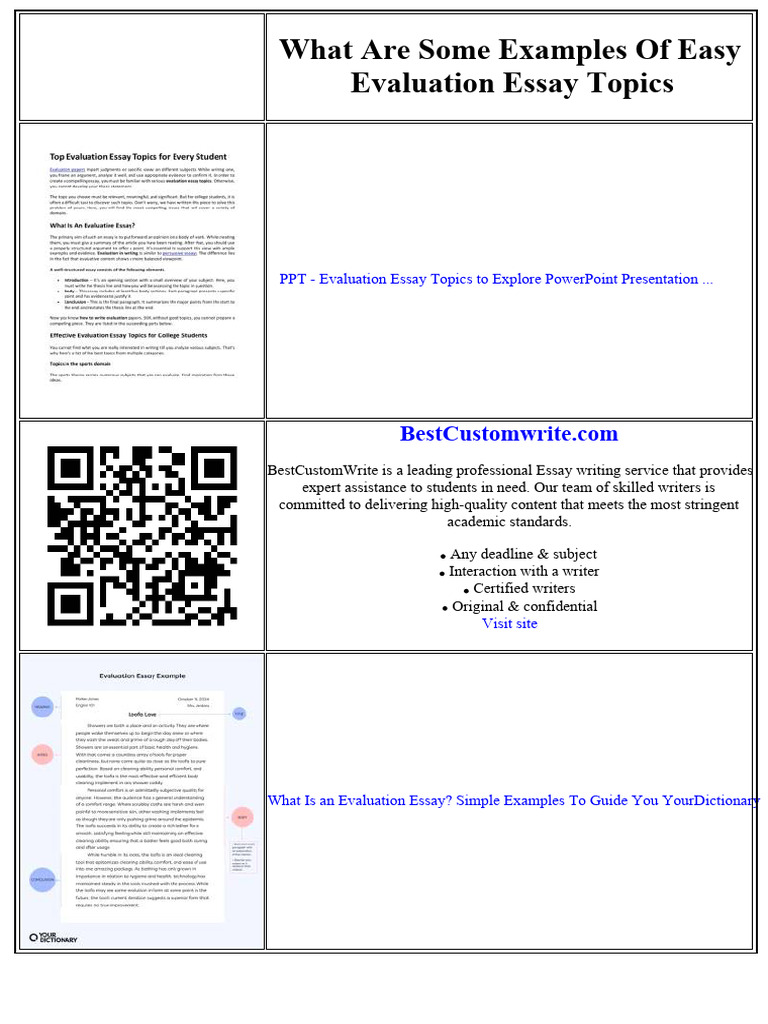 What Are Some Examples of Easy Evaluation Essay Topics | PDF | Essays ...