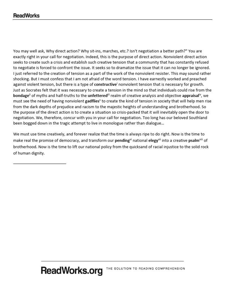 Passages Excerpt Martin Luther King Jrs Letter Birmingham City Jail ...