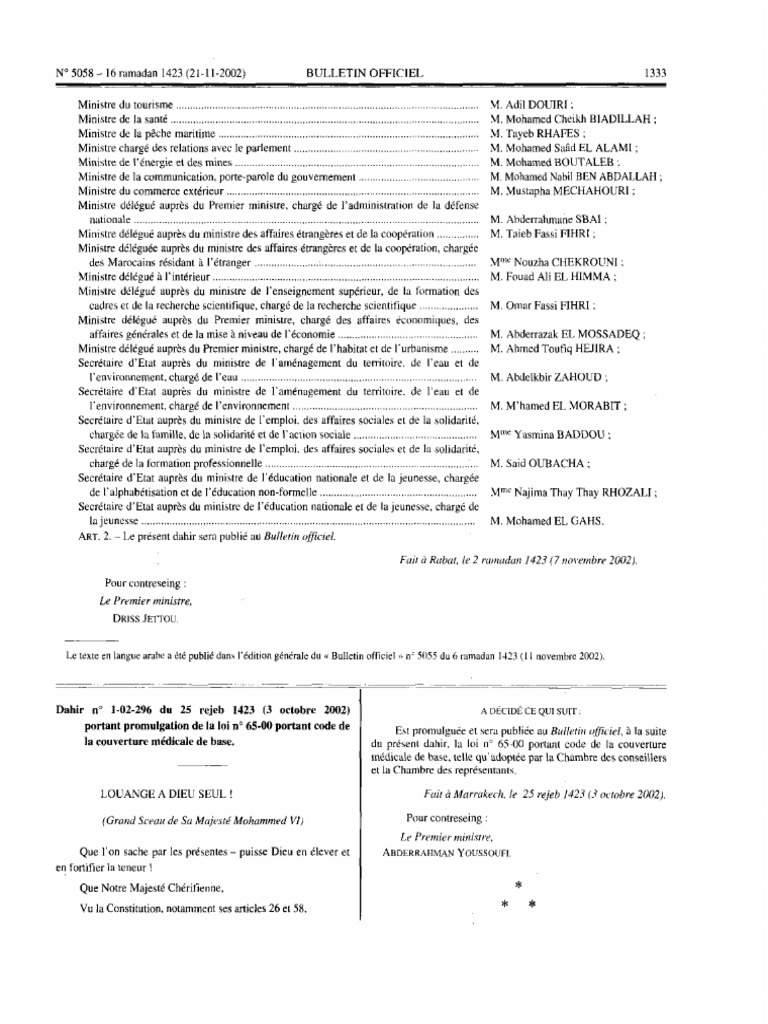 1-La Loi N° 65-00 Portant Code de La Couverture Médicale de Base | PDF