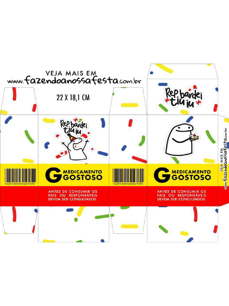 Caixinha de Remedio PersonalizadaFesta Meme Bento Flork | PDF