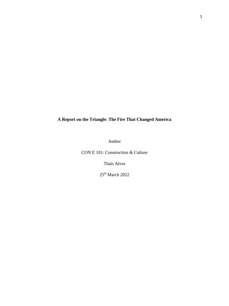 A Report On The Triangle The Fire That Changed America | PDF