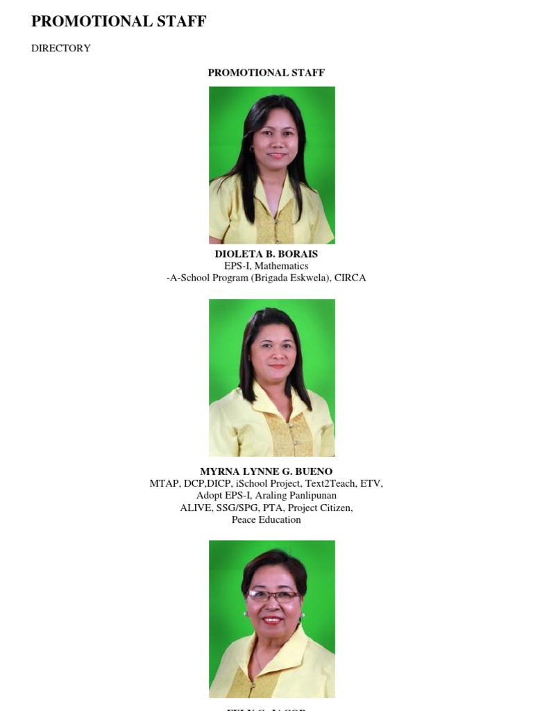 Promotional Staff Deped Albay Division | PDF | Wellness
