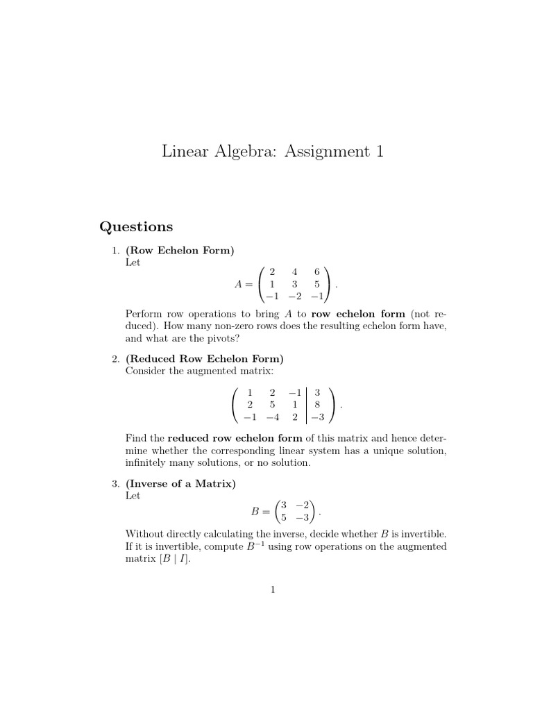 Mat 216 Assignments | PDF