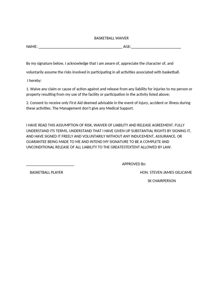 Basketball Waiver | PDF