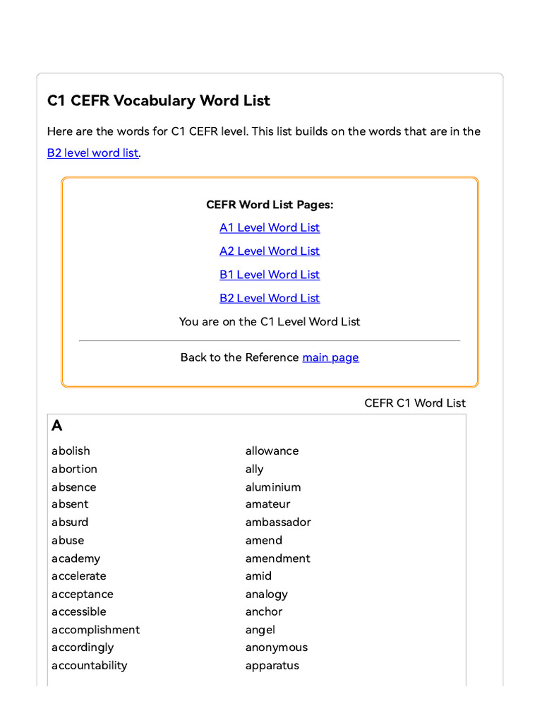 c1 Word List | PDF