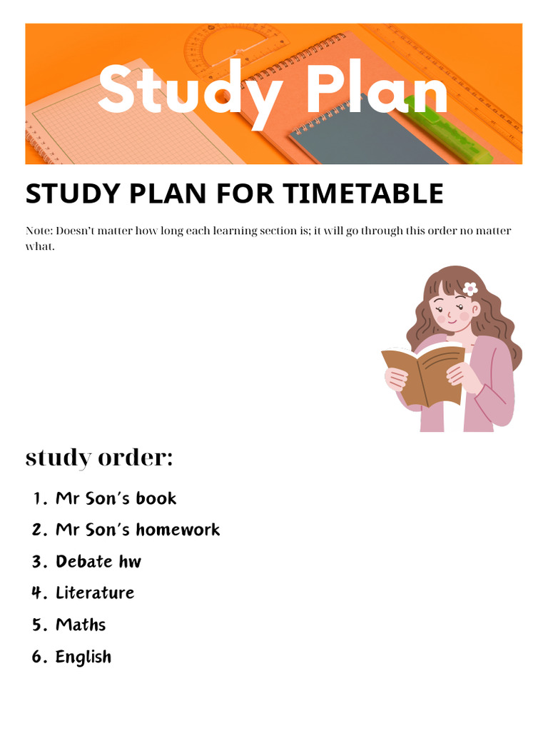 Study Plan Timetable Overview | PDF