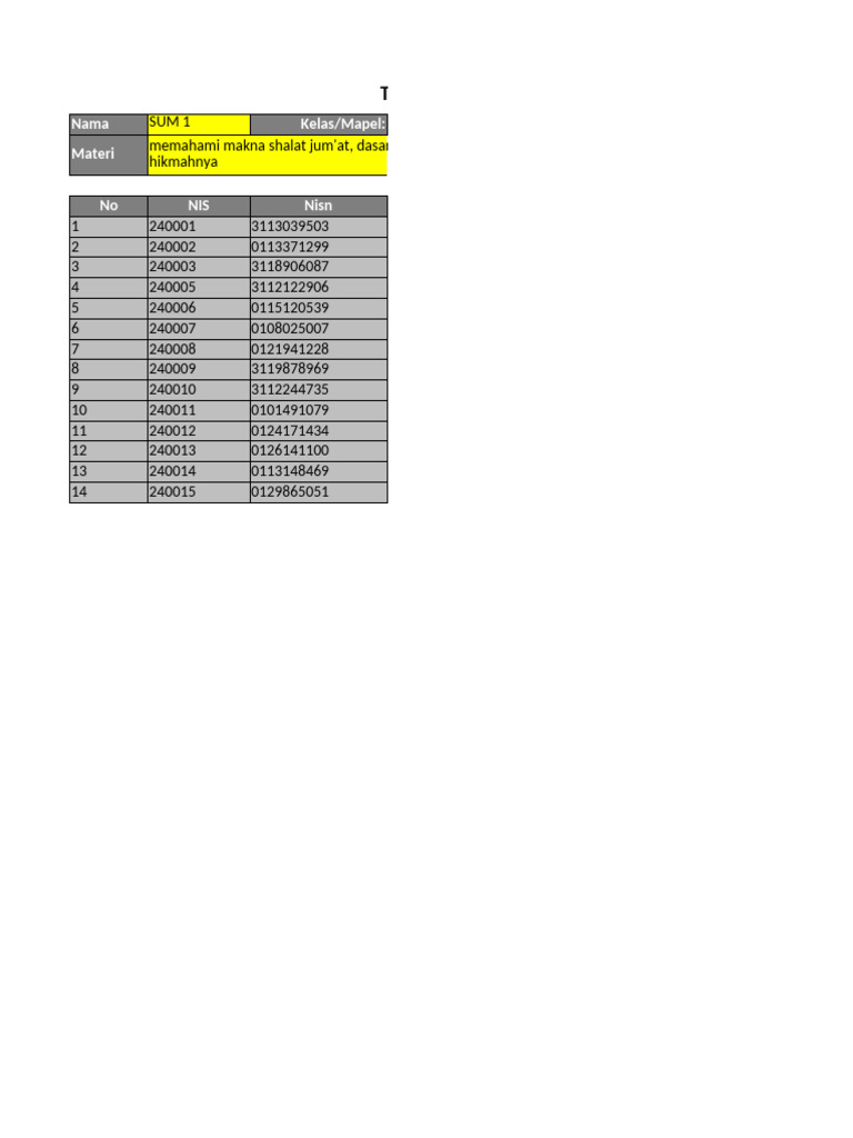 Template Nilai Sumatif Fikih Kelas VII | PDF