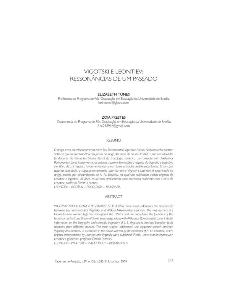 Vigotski e Leontiev: Contextos Históricos | PDF