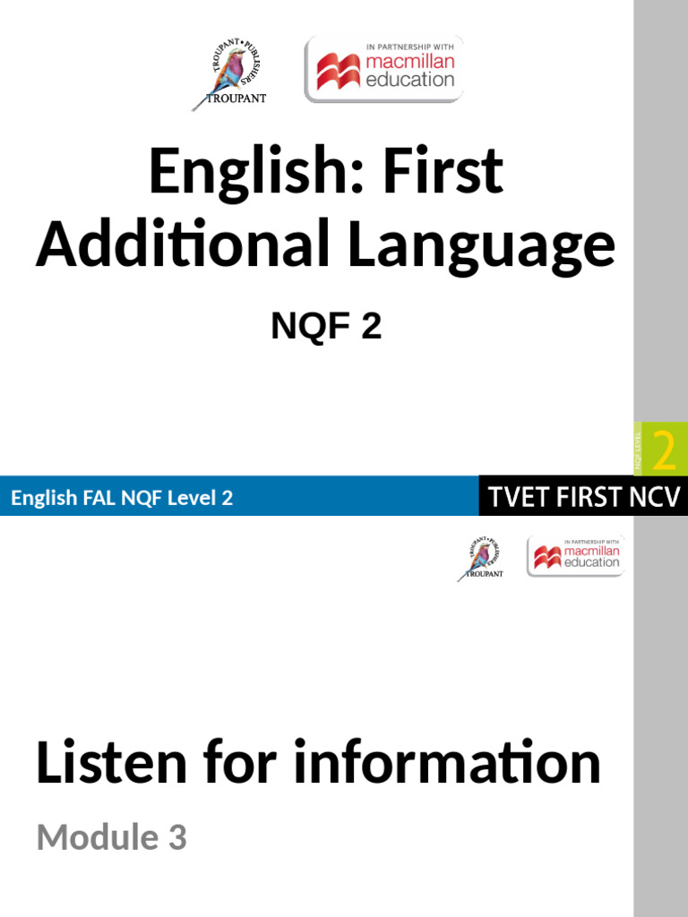 English FAL Level 2 Module 3 | PDF | English Language | Verb