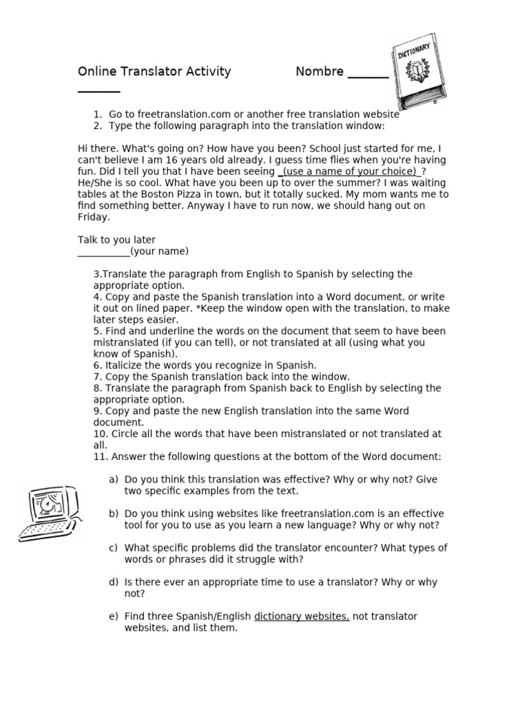 Online Translator Activity Guide | PDF