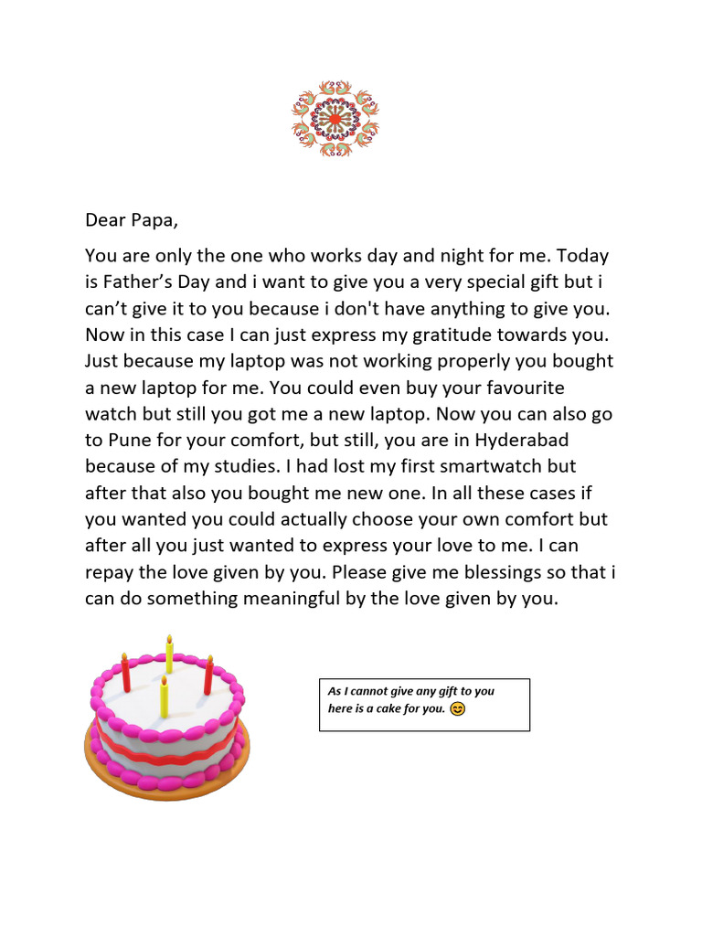 Father's Day Letter | PDF