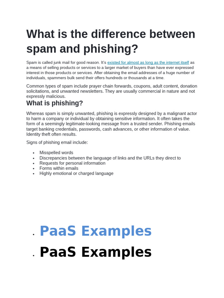 Spam vs. Phishing: Key Differences Explained | PDF