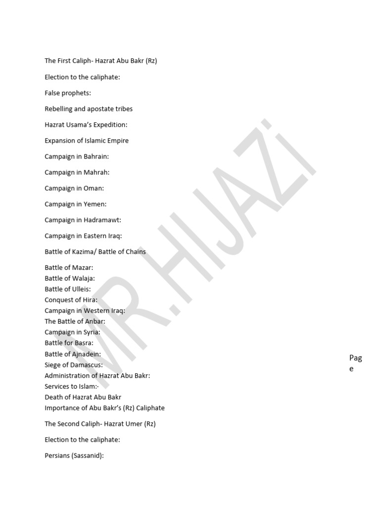 Early Caliphate: Abu Bakr to Ali | PDF | Umar | Muhammad