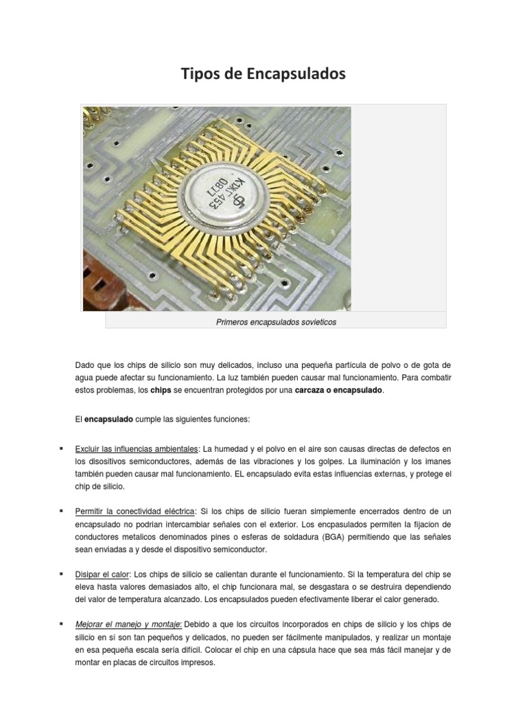 Tipos de Encapsulados | PDF | Circuito integrado | Ingeniería Electrónica