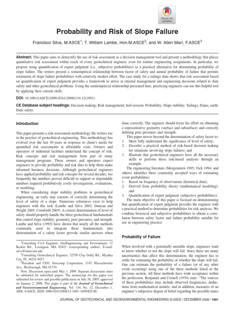 Slope Failure Risk Assessment Methodology | PDF | Risk | Geotechnical ...