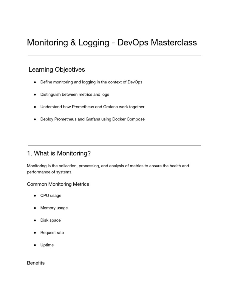 Monitoring & Logging & CICD Devops Masterclass | PDF | Software Engineering | Computer Engineering