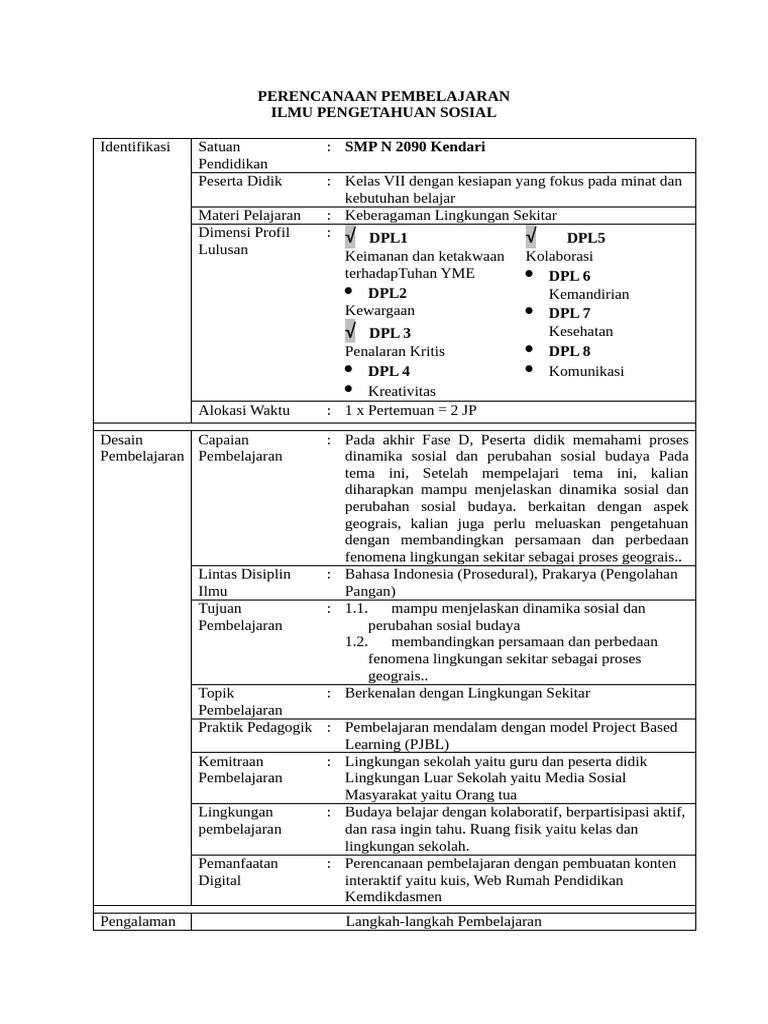 Contoh Simulasi RPP IPS | PDF