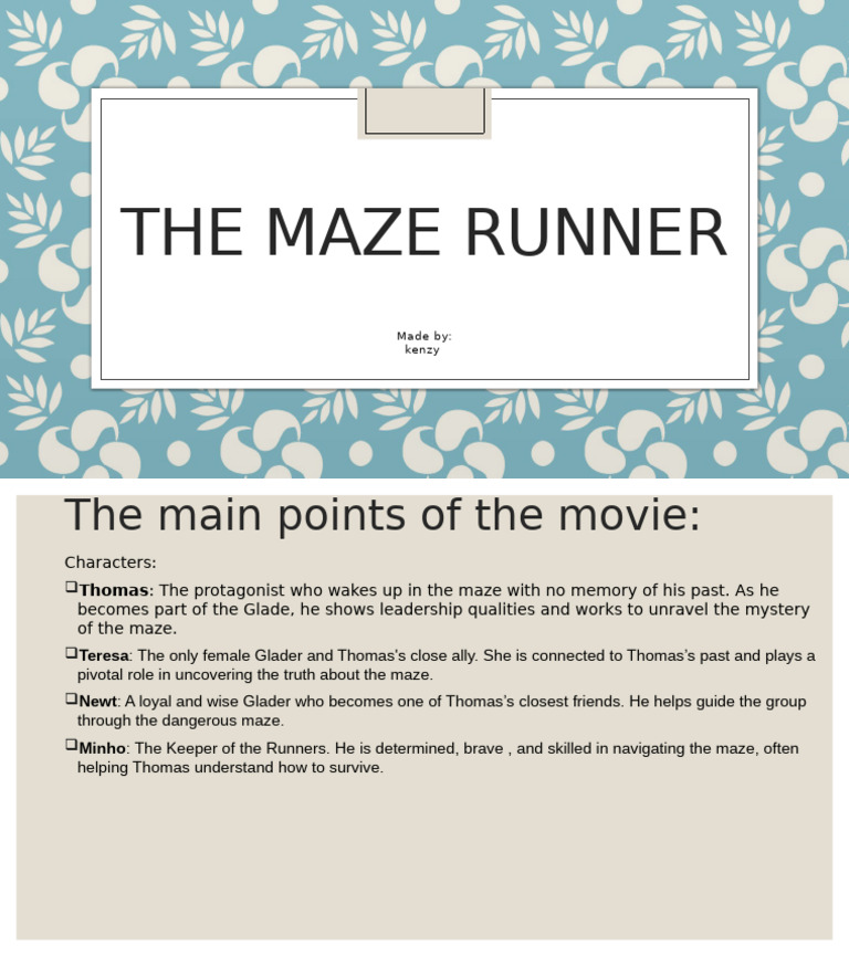 The Maze Runner Character Overview | PDF