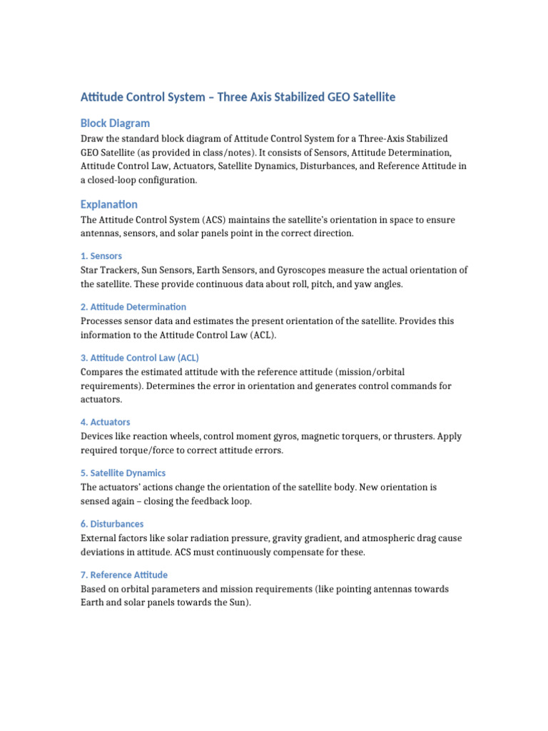Attitude Control System GEO Satellite | PDF